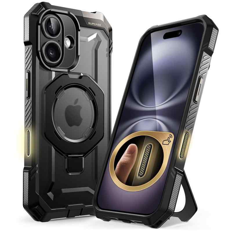 SUPCASE iPhone 17 ケース 6.3インチ 2025 MagSefe対応 内蔵リング スタンド 横縦両立 超強磁力 耐衝撃 軍用規格保護 四角強化 滑り止め ワイヤレス充電対応 UBGripシリーズ【カメラコントロールボタンを...
