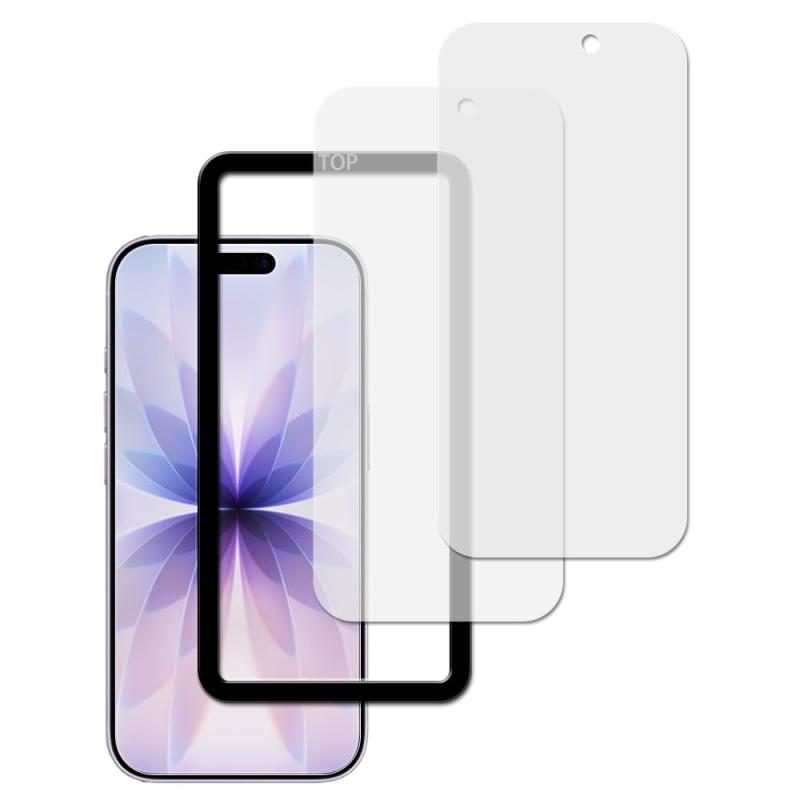 アンチグレア 対応 iPhone17 用の さらさら ガラスフィルム(2枚) 9H硬度 反射防止 強化ガラス 液晶 サラサラ タッチ感 ゲーム 保護フィルム 【2 枚+ ガイド枠付き】アンチグレア機能: 反射防止コーティングで画面の映り込み...