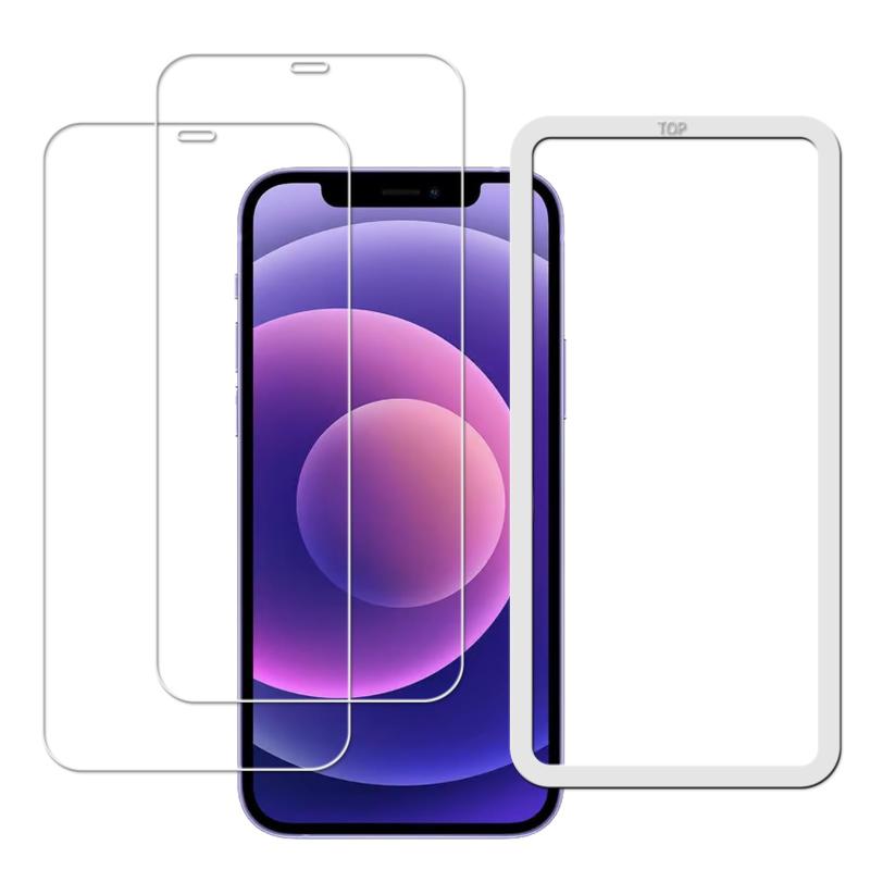For iPhone 12 mini ガラスフィルム 液晶保護フィルム 国産旭硝子素材製 9H 表面硬度 強化ガラス 耐傷性 画面保護フィルム 2枚セット ガイド枠付き対応機種: For iPhone 12 mini 用 ガラスフィルム、2...
