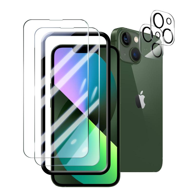 SUJASEN ガラスフィルム iPhone 13 mini 用 [2* 強化ガラス + 2* レンズ保護フィルム+ 1*ガイド枠付き]強化ガラス 耐衝撃·硬度9H 指紋防止 飛散防止 高光沢 気泡なし 貼りやすい[ケースフレンドリー設計]...
