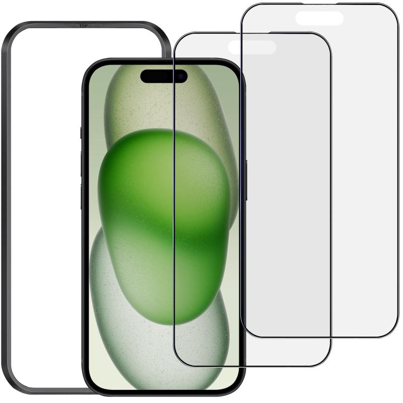 Karpedi アンチグレア iPhone15 用 ガラスフィルム 液晶 全面 保護 フィルム アイフォン15 保護ガラス 反射防止 さらさら 指紋防止 ガイド枠付き 2枚セット【対応機種】iPhone 15 専用。 購入前に、機種を確認し...