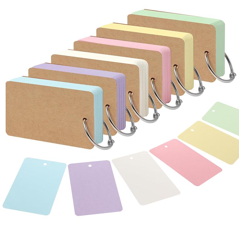 300枚の単語帳 英語、6パックの単語ノートにリングバインダー付き、クラフト紙の表紙の暗記シートは学習と記憶に適しており、3.54インチ×2.13インチ高品質素材：単語カード 大型サイズは厚紙製で耐久性があり、書き心地もスムーズ携帯性：単語...