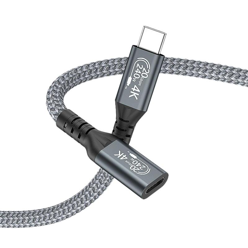 FamGift USB Type C延長ケーブル【4K@60Hz映像出力】USB 3.2 Gen 2 延長線 20Gbps 高速伝送 240W充電 MacBook、Pad など のタイプc モデルは 超高耐久 ナイロンタイプ（1.5 m）に...