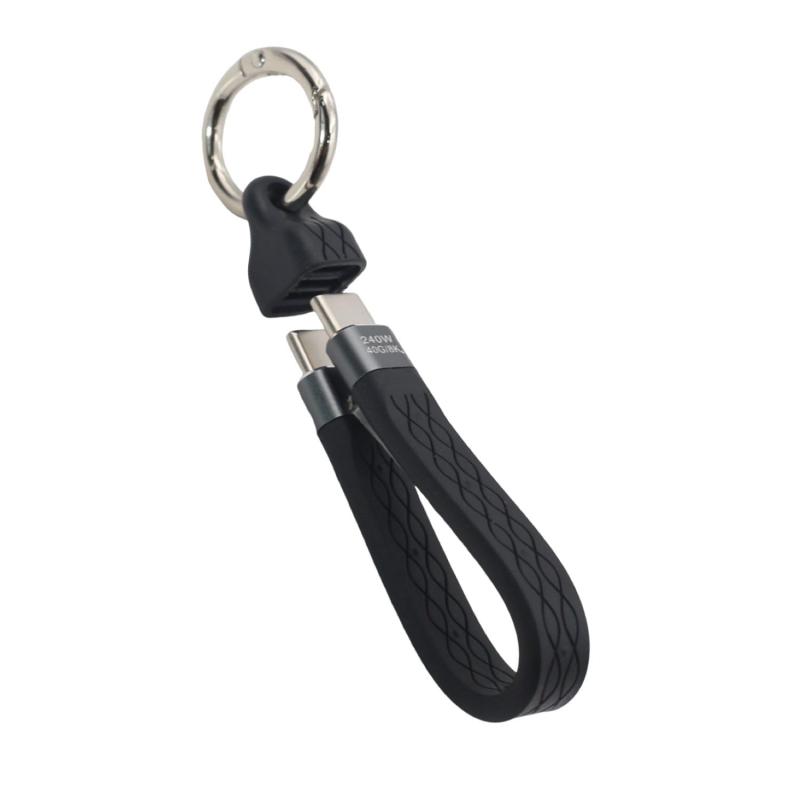 KKLM usb c ケーブル 短い type-c USB-Cケーブル 13cm 240W超急速充電対応 40Gbps超高速データ転送 8K映像出力 キーリング&amp;コネクターカバー付き コンパクト設計 持ち運び便利【便利でスタイリッシ...
