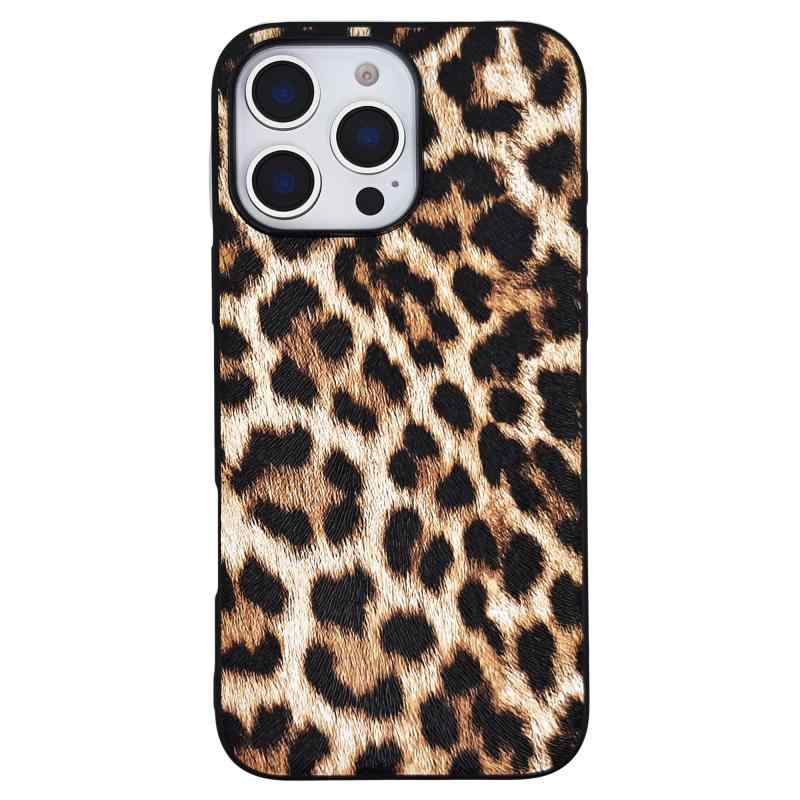 DMaosケース iPhoneと互換性のあるケース ヒョウ柄合成皮革カバー (茶色)