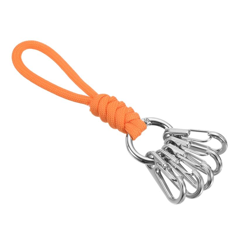 [PATIKIL] 1本 パラコード ストラップ 長さ14cm カラビナ付 携帯 スマホ カギ キー チェーン IDカード パラシュート 紐 キーホルダー 調節可能 落下防止 オレンジ[仕様]製品名：ストラップ 14cm。タイプ：カラビナ付...