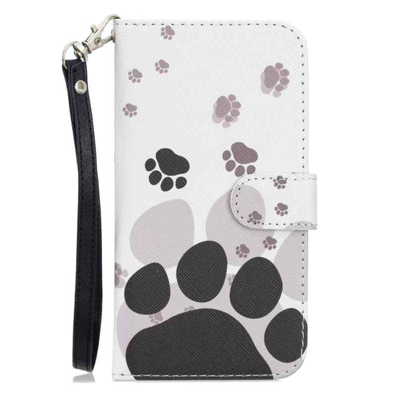 かわいい猫の足跡 ストラップ スタンド機能付き マグネット付き カード収納 財布型 全面保護デザイン: のある手帳型デザインで、スマートフォンを360度保護しますカード収納: 便利なカードポケット付きで、ICカードや定期券などを収納可能です...