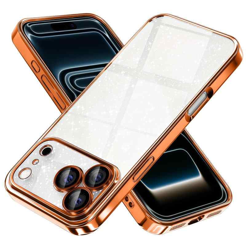 [RoSoki] iPhone 17 Pro/iPhone 17 Pro Max 用 ケース クリア カバーカメラレンズ保護付き 透明PC 素材 スマホケース 薄くて軽い 人気 携帯電話ケースのフレームは電気メッキで作られています 耐衝撃 擦