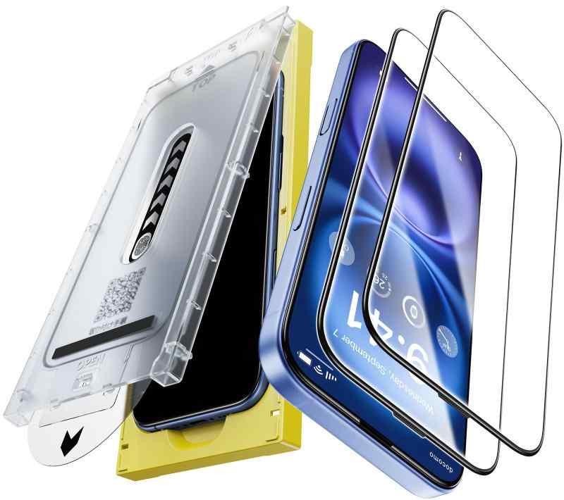 iphone 17 pro ガラスフィルム【スペースboxガイド枠&amp;画面破損付き】いphone17pro 保護フィルム 2枚セット father1