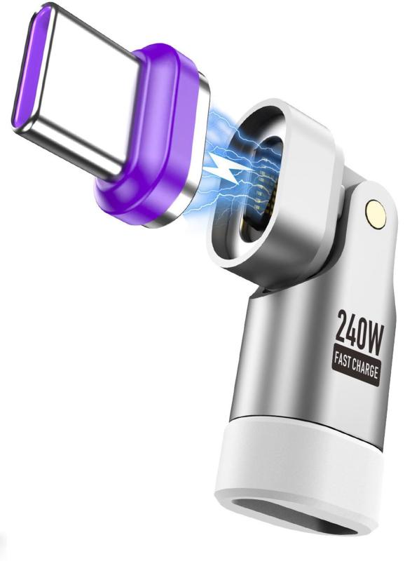 C.WEST USB C マグネット アダプタ L字、180°回転 タイプc マグネット、240W PD急速充電 コネクタ、480Mbps 高速データ転送 タイプc、Type-C マグネット アダプタ オス メス 変換、USB-Cデバイス対...