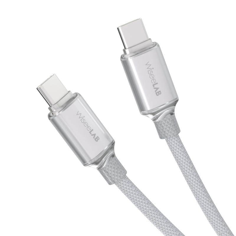 WiseeLAB Clear Tough Cable USB-C 断線防止ケーブル 60W PD対応 高耐久ナイロン編み データ転送 MacBook Air/iPad/iPhone 16/15/Galaxy Android等対応 1.2m/...