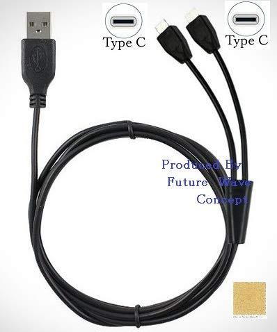 F.Wave【 充電 &amp; データ転送 Type C 二股ケーブル 1M 黒色 】 1本で USBーC スマホ タブレットを2台同時に充電 TypeC Y字ケーブル 分岐ケーブル データ通信 2 in 1 便利 USBケーブル + F...