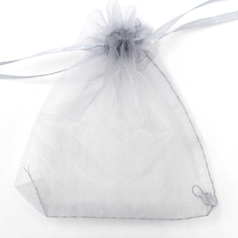 Smiti オーガンジー 巾着袋 100枚入 ジュエリー 小物 収納袋 プレゼント ラッピング 10X14cm グレイ
