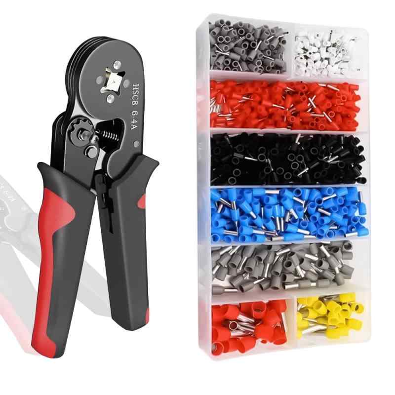 KASELIN 圧着ペンチセット 炭素鋼 フェルール圧着工具 0.25-10mm² 絶縁閉端子 フェルール端子付き 調整可能 1200 PCS エンドスリーブ DIYペンチ 握力 不要 ワイヤーエンドスリーブ 電装修理 電工 配多機能圧着工...