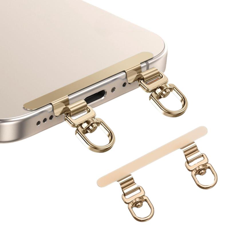 [grooblue] スマホストラップ ストラップホルダー 0.4mm極薄 金属製 ダブルリング 2口タイプ タグパッチ ストラップパッチ 落下防止 携帯ストラップ スマホショルダー 肩掛け 斜め掛け 首掛けiPhone専用のダブルリング式...