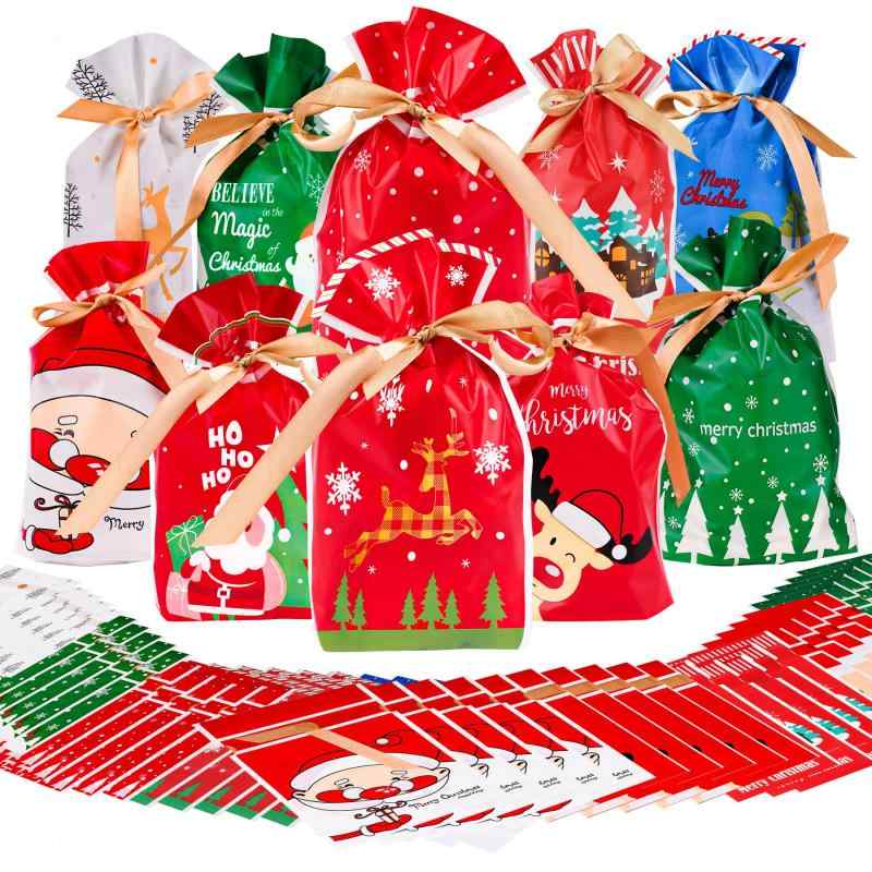 NiHome 10柄50枚セット ラッピング袋 クリスマス ラッピング お菓子袋 キャンディバッグ 小分け袋 クリスマスプレゼント 袋 ラッピング ギフトバッグ サンタ 雪だるま 手作り ギフト🎄【50枚入りギフトバッグ】サ...