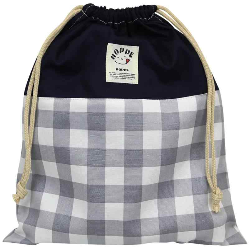 巾着L グレーチェック 巾着袋 大 体操服入れ お着替え袋 体操服袋 給食袋 大きめ 通園 通学 小学生 キッズ 日本製【カラー】 グレーチェック【サイズ】 縦35cm×横30cm マチなし【素材】 コットン100％【生産国】 日本製