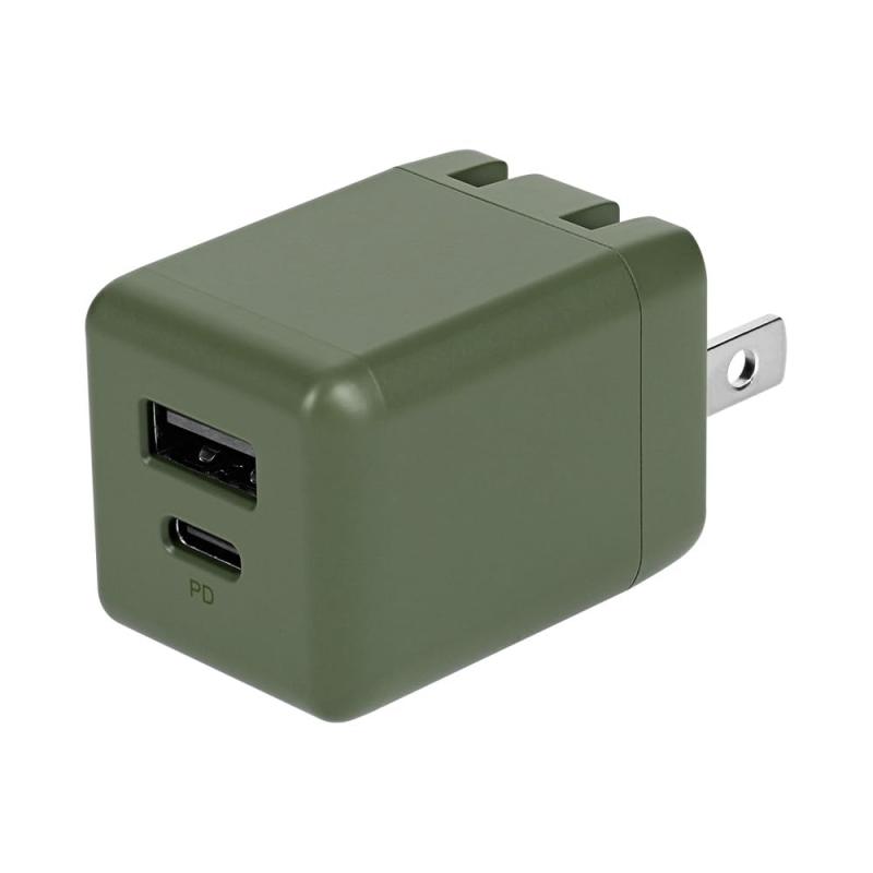 オウルテック AC充電器 USB充電器 PD20W PSE適合 折りたたみプラグ コンパクト 多重保護 USB Type-A×1 USB Type-C×1 OEC-APD20A1C1R落ち着きのあるアースカラー：Type-CポートはUSB ...