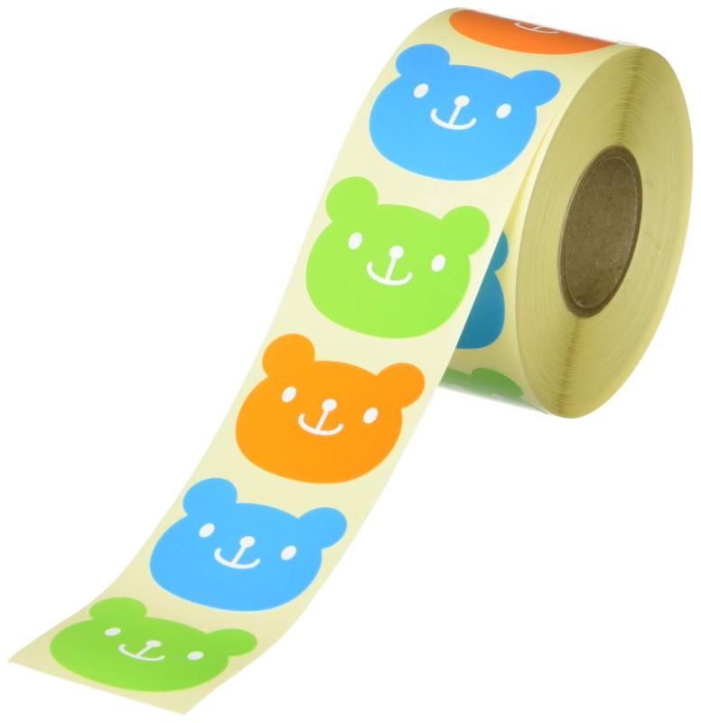 ヘッズ 日本製 ギフトシール W30×H25mm カラフル 500枚 キャンディベアロール HEADS CDB-1RSサイズ:幅30×高さ25mm仕様:ロールタイプ 3色アソート(各色166枚入)