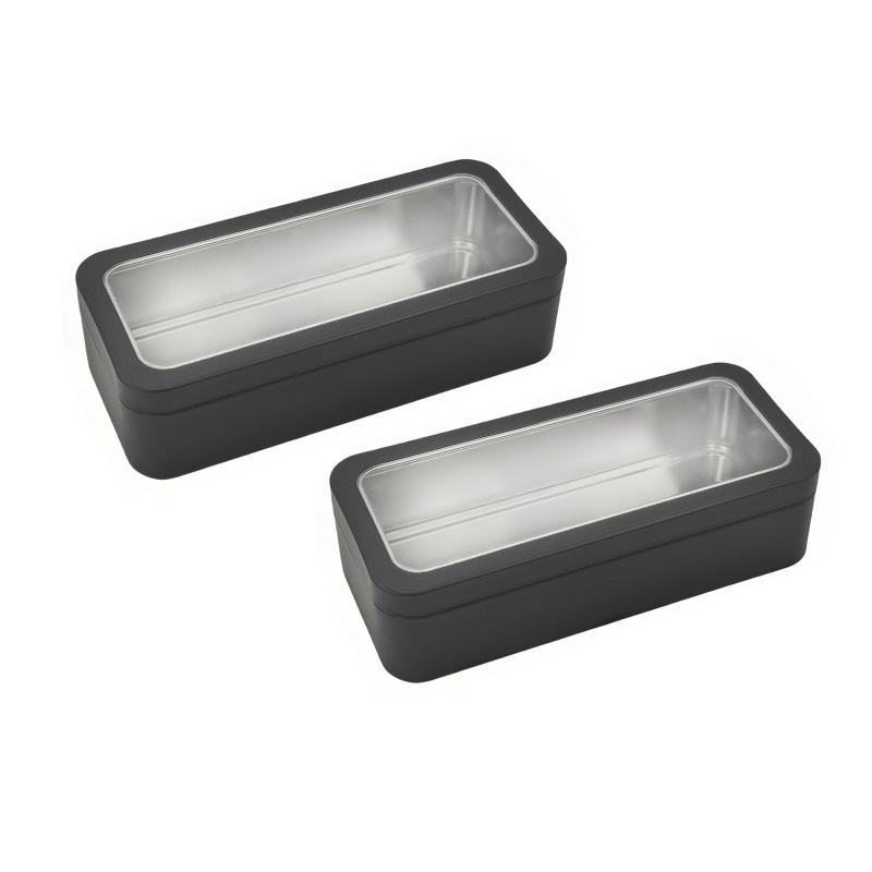 WestKaiba 缶ケースブリキ缶 おもちゃ箱 角缶 箱 物入れ 小物入れ 大き目サイズ ブリキ缶 15.3x6.6x4.0cm ブラック（2個入り）