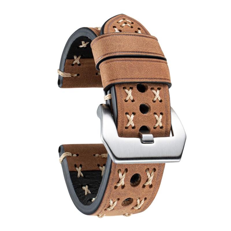 [BINLUN] 革時計バンド レザー腕時計ベルト メンズ ビンテージレザー時計ストラップ 男性 20mm22mm24mm26mm 手作り 厚い カーフレザー交換ウォッチベルト 本革ウォッチバンドレディース X形装飾
