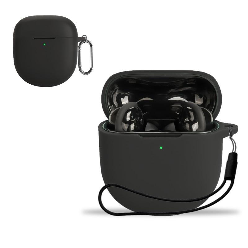 For Bose QuietComfort Ultra Earbuds 第2世代 用 ケース カバー KONXISA ワイヤレスイヤホンケース シリコン素材 耐衝撃 防水防塵 ウォッシャブル （カラビナ付き+ストラップ付き ） 着用しやすい...