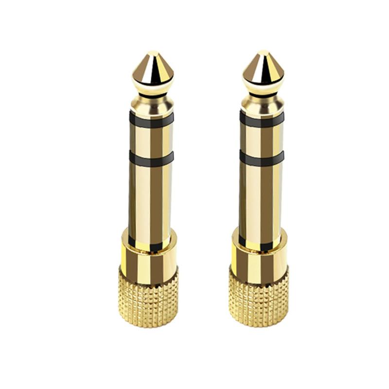 ヘッドホンジャック変換プラグ ステレオミニプラグ オス6.3mm⇒3.5mmメス変換 アダプタ ア、電子ピアノ、ヘッドホンなどに適用 ゴールド (2個)【6.35mm to 3.5MM 変換アダプタ】3.5mmジャックが搭載したスマートフォ...