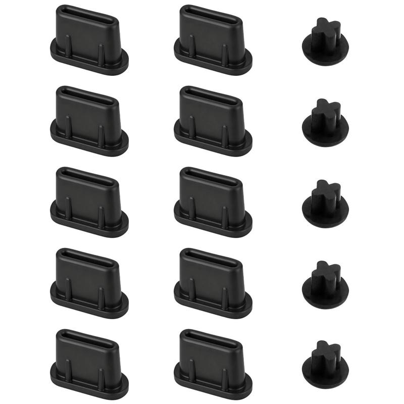 VSuRing Type-Cポート防塵保護カバー キャップ 10個 3.5Φイヤホンジャック用キャップ 5個 つまみなし シリコン素材 携帯 コネクタカバー 防塵 防砂 防湿 防錆 パソコン/タブレット/スマホ対応 15【用途】Androi...