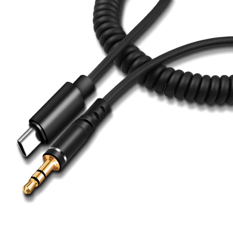 AXYO Type-C to 3.5mm AUXケーブル オーディオケーブル カールコード式 ステレオミニプラグ 1.3m 長く伸びるカールケーブル 高耐久 タイプC to 3.5mm オス 車用 スピーカーなど USB Type-Cポート...