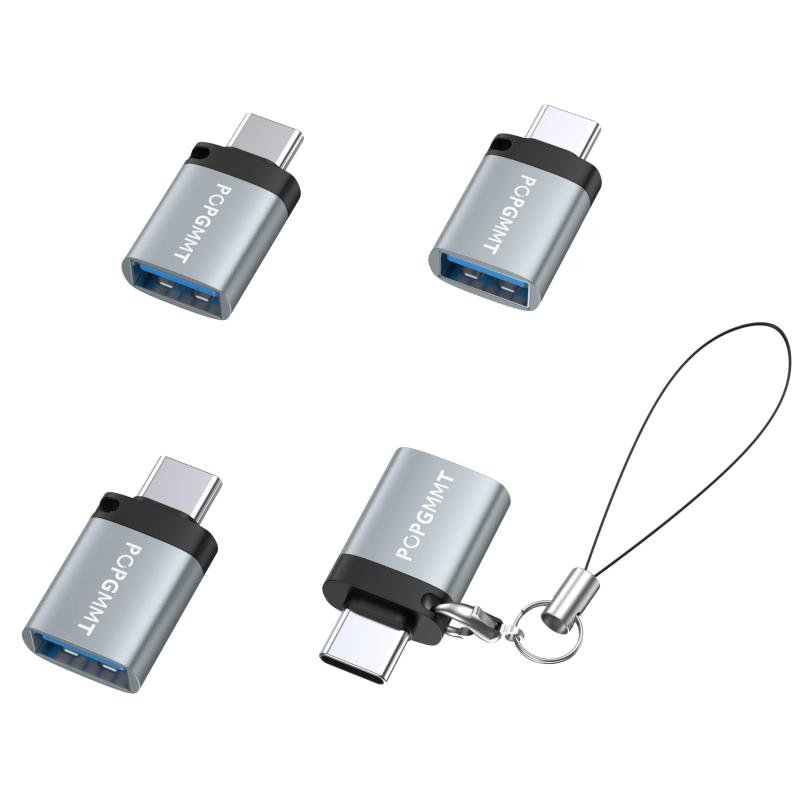 USB Type-C 変換アダプタ 4個セット 付属ストラップ付き | Type-Cオス to USB Aメス変換 OTG対応 高速データ転送&amp;充電 5Gbps iPad Android スマホ対応【4個セット+ストラップで便利とコ...