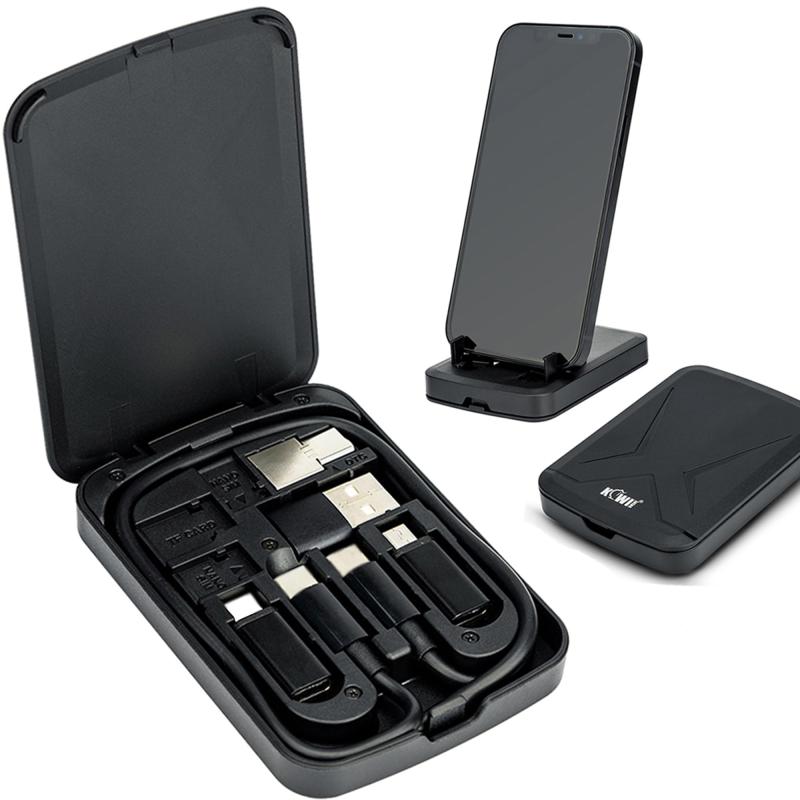 KIWIFOTOS 多機能 USB C ケーブル ケース 56cm Type-C 充電ケーブル Type-C to light/Micro USB/OTG 変換アダプター データ転送 65W充電ケーブル MSD SIM カード収納 変換 ア...