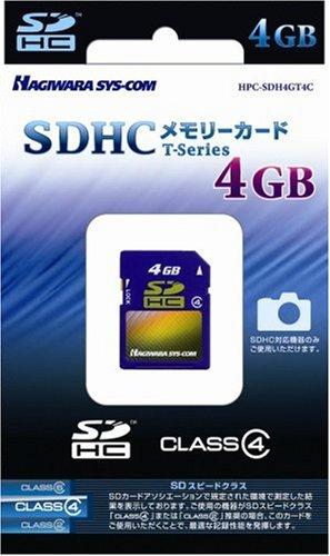 ハギワラシスコム SDHCカード 4GB CLASS4対応 Tシリーズ HPC-SDH4GT4C容量 : 4GBSDスピードクラス : CLASS 4動作環境 : 0~55℃（湿度20~85％以下）結露なきこと動作電圧 : 2.7V~3.6...
