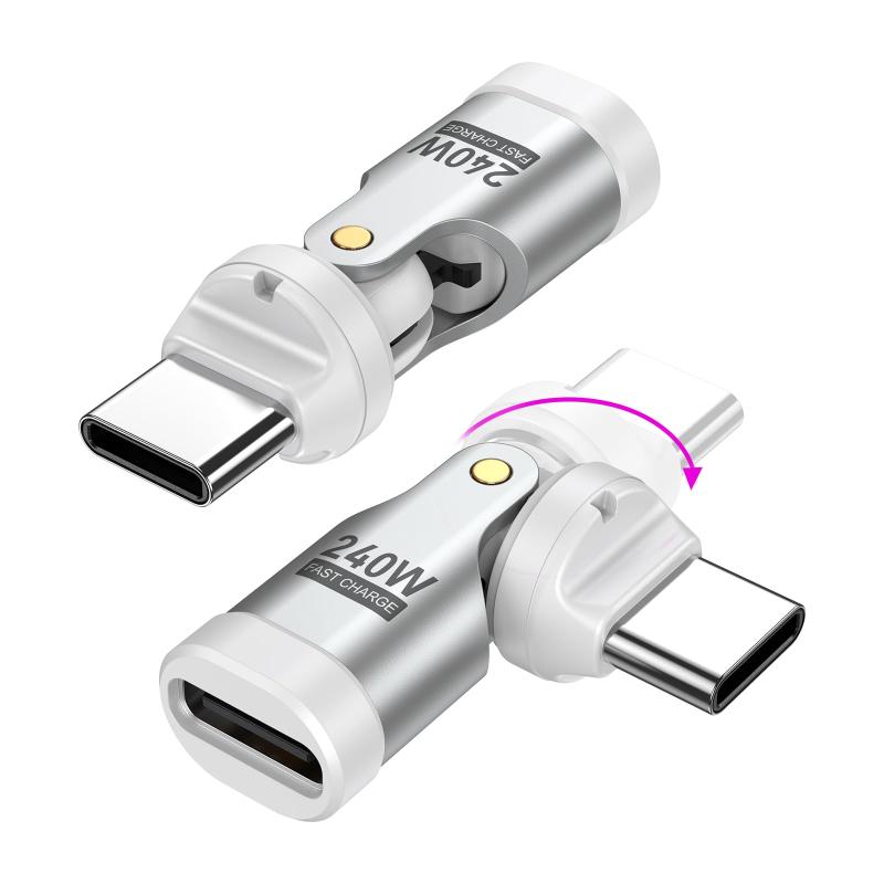 USB-C 変換アダプタ PD240W 540°回転可【2個セット】タイプC l字変換アダプタ 急速充電可 データ転送可 片MacBook Pro/Phone15/15 Pro/16/16 Pro/Galaxy/Google Pixel対応...