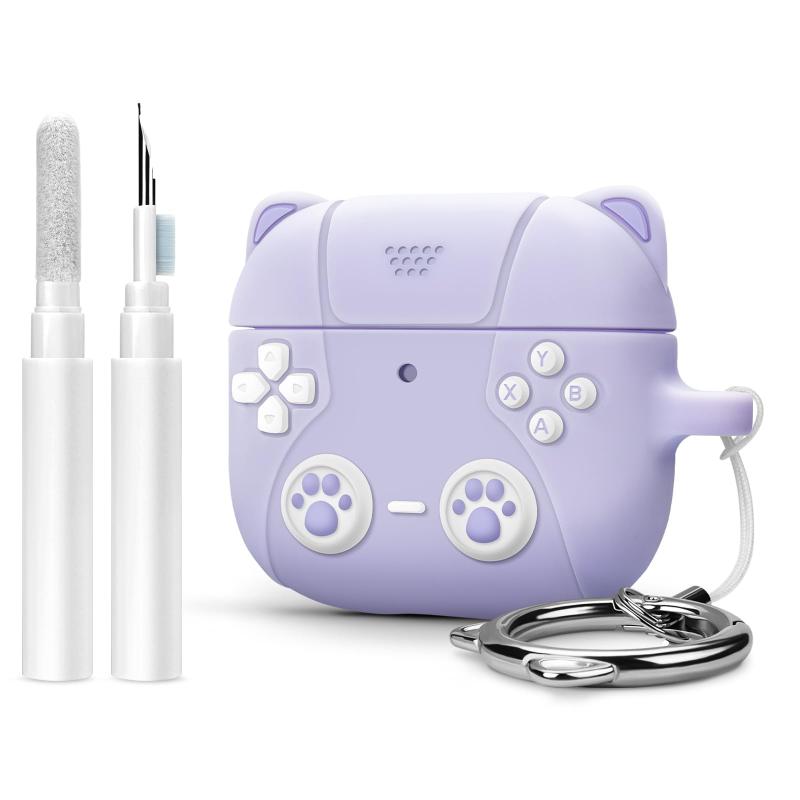 AirPods 4ケース 2024 第4世代専用カバー エアーポッズ4 分離式 えあほっつ4 シリコン素材 可爱 猫 3D 漫画 ゲームデザイン 保護カバー 分離式 おしゃれ カラビナ付き LEDライト可視 ワイヤレス充