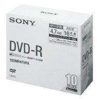 ソニー DVD－R 16倍速インクジェット対応 10枚Pデータ用DVD－R4．7GB1－16倍速　1枚×10（5ミリ）　IJP対応