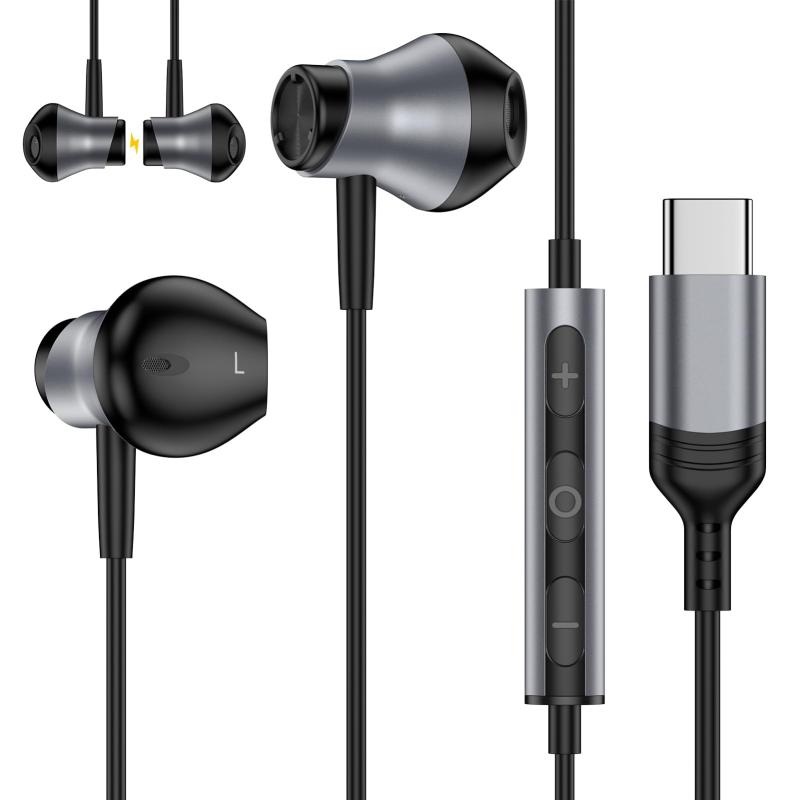 Vedfoad Type-Cイヤホン有線 イヤホンマイク付き タイプCイヤホン有線 磁気設計 HIFI音質/音量調整/通話対応 usb-c 有線イヤホン 軽量 通勤/スポーツ/仕事に最適 iPhone16/15などタイプCポート搭載の