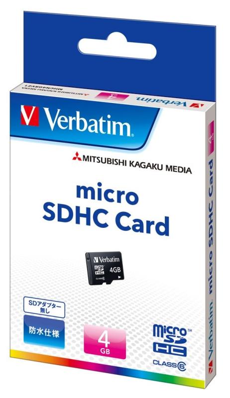 三菱化学メディア Verbatim microSDHCカード 4GB Class6 (SDアダプターなし防水仕様) MHCN4GRVZ1