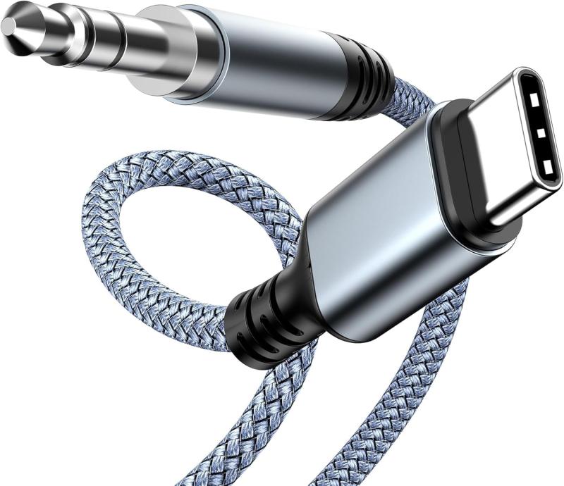 Highwings AUX ケーブルUSB C to 3.5mm 音声変換ケーブル DAC搭載 ハイレゾ音質 Type C to 3.5mm オーディオケーブル Hi-Fi音質 ナイロン編み 高耐久性 ヘッドホン/車/PC/MP3/スマホ/...