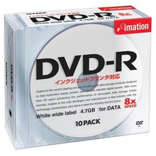 Imation DVD-R 4.7GB データ用(8倍速) ワイドエリアフリープリント(ホワイト) 10枚パック DVD-R 4.7PWAx10P規格:-R / 容量(GB):4種類:PC用 / 記録面:片面1層 / 8倍速入数:10盤面印...
