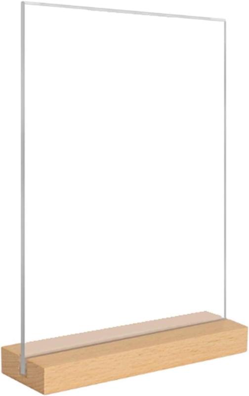 siawadeky サインホルダー A4サイズ 両面使用 アクリルスタンド メニュースタンド ブナベース POPスタンド 広告 写真 カード立て 卓上 案内板 スタンド クリア