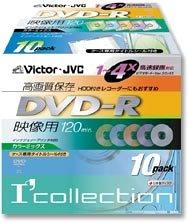 Victor VD-R120XG10 DVD-Rカラーディスク 5色10枚パック入数：10著作権保護：非対応規格：DVDメディア-R / 容量(GB)：4種類：AV用 / 記録面：片面1層 / 4倍速盤面印刷：可 / 印刷面：通常