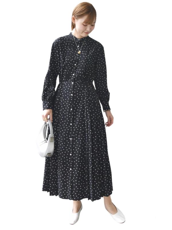 [シップス レディース] SHIPS for women ワンピース WEB 手洗い可能 ドット/花柄 バンドカラー サイド プリーツ ワンピース レディース 314514409[原産国]: 中国[商品スペック]: SIZE:SMALL 着...