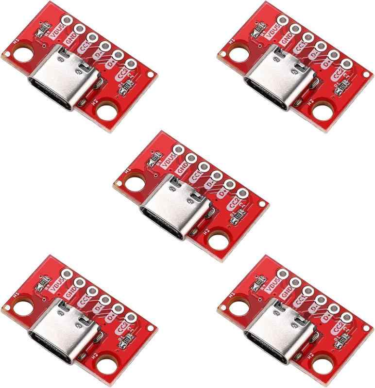 ANMBEST 5枚のUSB TYPE C型タップシリアル基本タップメスコネクタ16P PCB変換ボード溶接が容易なUSB Cアダプタボードの電力は、従来のUSBの3倍です。USB TYPE-C配線板コネクタをプロジェクトに簡単に統合でき、...