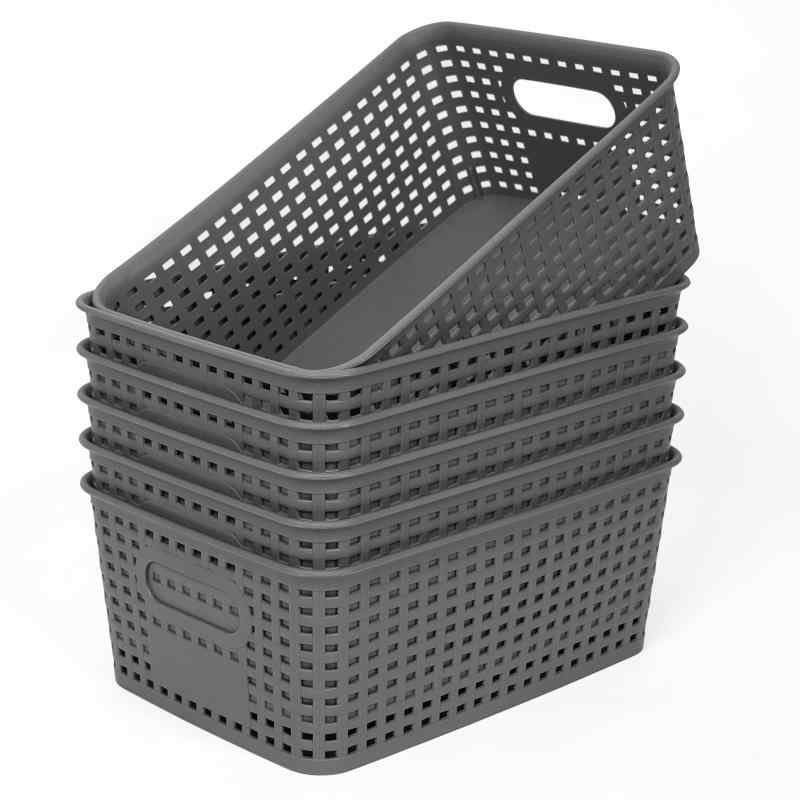 Y-Step 収納ボックス 小物入れケース 収納カゴ 6個セット収納ケース プラスチック ポリプロピレン 収納バスケット 雑貨整理 卓上収納 取っ手付き 小物 整理整頓 クローゼット/洗面所/リビン