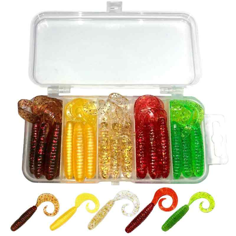 Bucht グラブ ワーム 4インチ 25本セット ジグヘッド バス釣り タックルボックス付