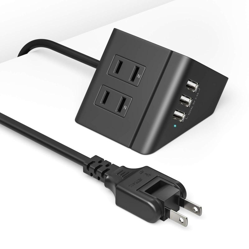 Letmy 電源タップ usb 延長コード 1.5m 4個AC口 3USBポート コンセント 分岐 テーブルタップ 急速充電 1500W 過負荷保護 小型 たこあしコンセント PSE認証済み AS-2312 父の日ギフト プレゼント ブラッ...