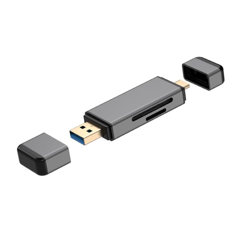 USB-C &amp; USB-A（2-in-1） SD/Micro SD/TFカードリーダー USB3.2 Gen1 超高速転送200Mb/s アルミニウム合金ハウジング デュアルスロット Android スマホ タブレット、MacBoo...