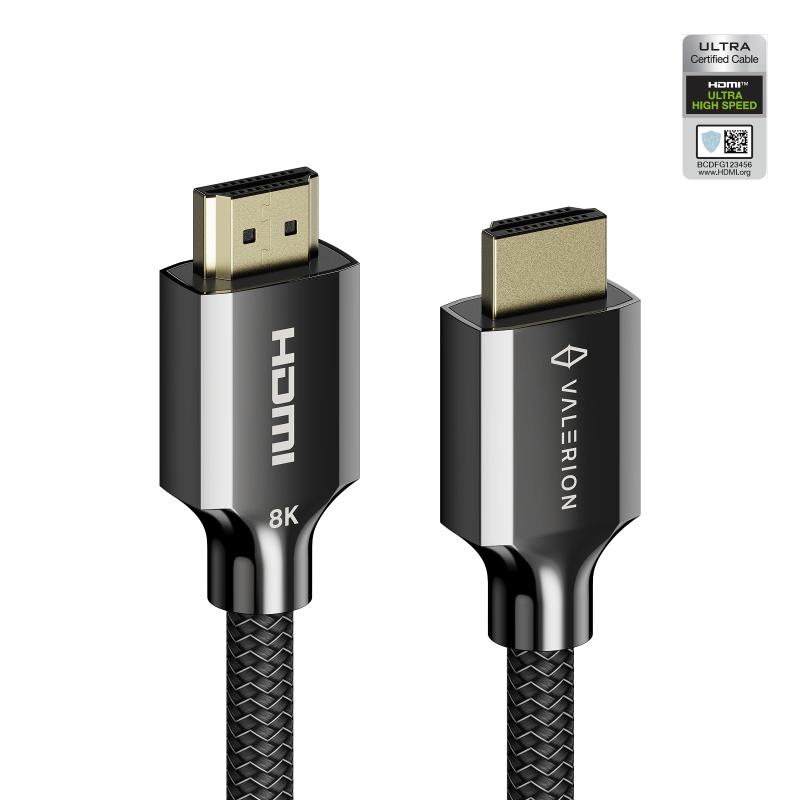 Valerion Ultra High Speed HDMI 2.1 ケーブル 2m/6.6ft｜認証48Gbps｜8K@60Hz・4K@120Hz対応｜Dynamic HDR｜ALLM/VRRゲーミング｜編み込み式・24K金メッキ端子｜P...