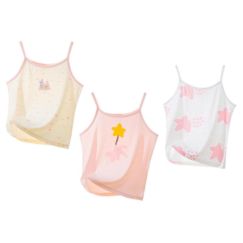 [chickiddos] タンクトップ 女の子 キッズ インナー 肌着 接触冷感 涼しい ひんやり クールマックス ナイロン 速乾 子供服 下着 3枚組セット 女児 ガールズ 通気 夏 ストレッチ性 100-150速乾&amp;クールマック...