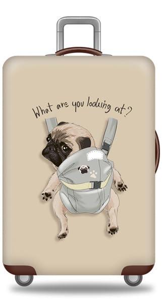 ヴィルシーナ スーツケースカバー 伸縮素材 欧米風 犬 dog キャリーバッグ カバー トランクカバー 耐久性 お荷物カバー 防塵カバー 人気 おしゃれ かわいい S M L XL/V1249メイン素材: 92%ポリエステル/8%スパンデッ...